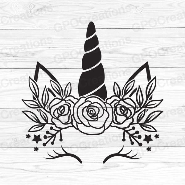 Unicorn Flowers Svg - Etsy