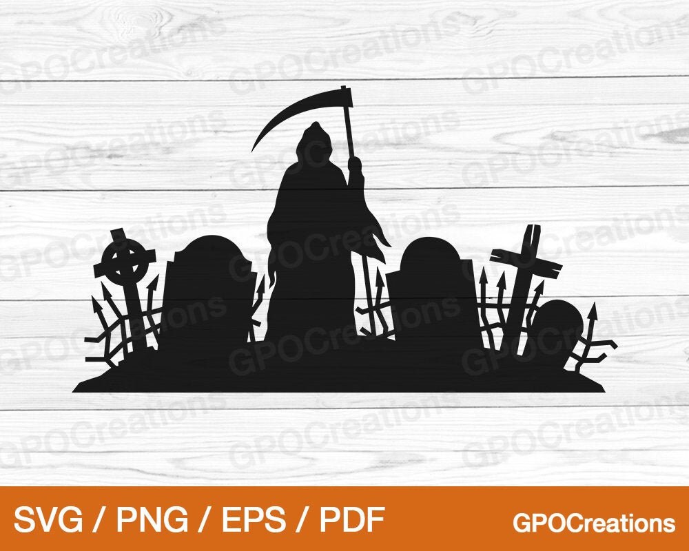 Grim Reaper SVG Spooky Graveyard SVG Halloween SVG - Etsy