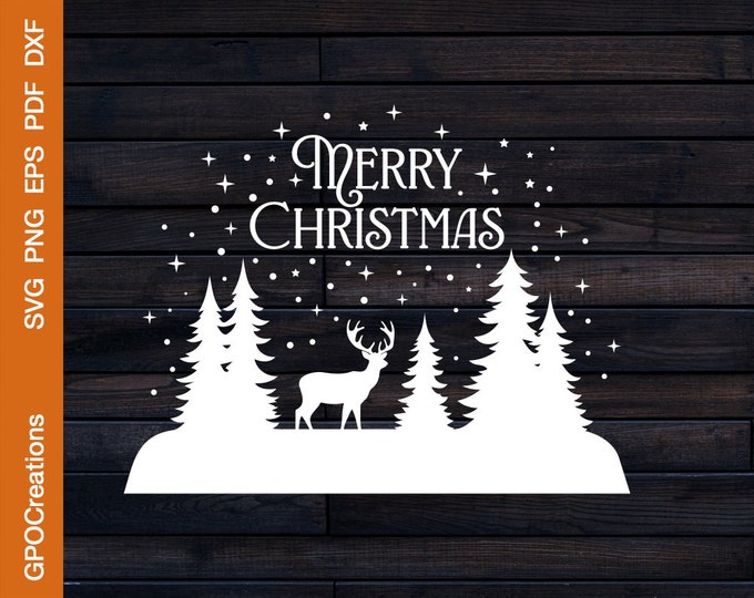 Winter Scene SVG Cut File for Cricut, Deer Svg, Snowy Woods Svg, Snowy ...