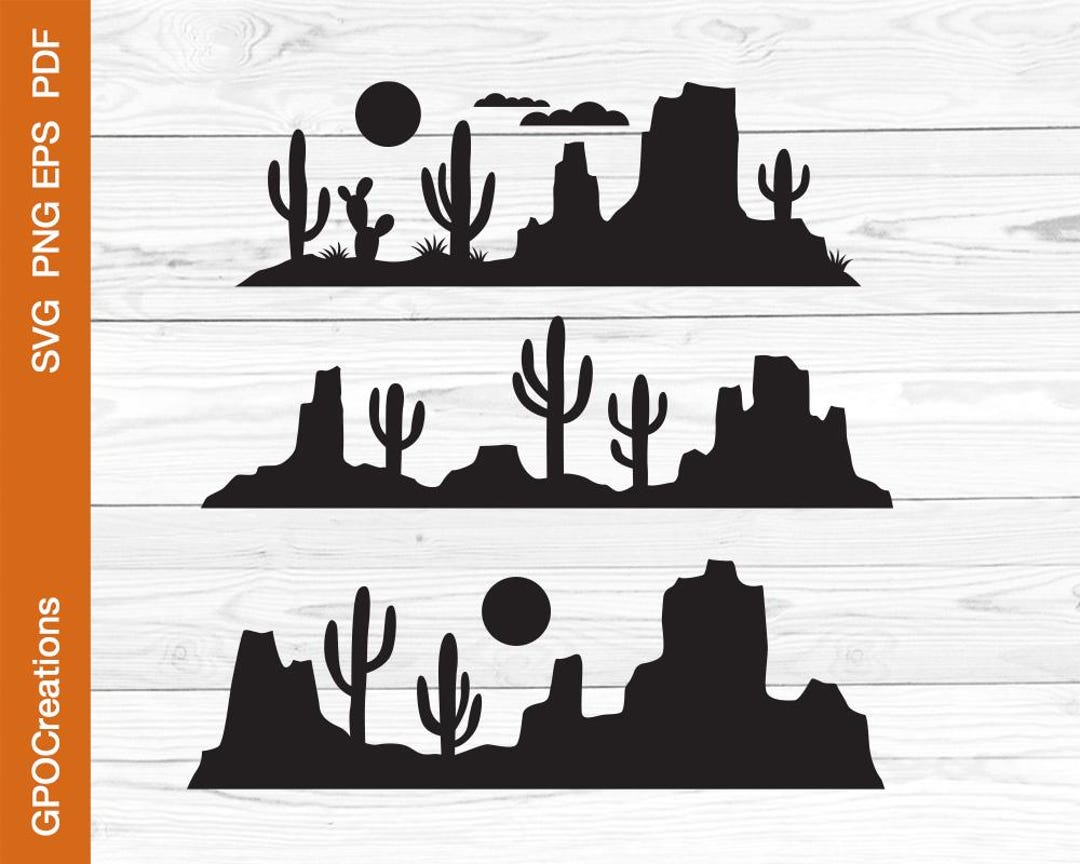 Desert Scene SVG, Desert Landscape SVG, Cactus SVG, Desert Png, Desert ...