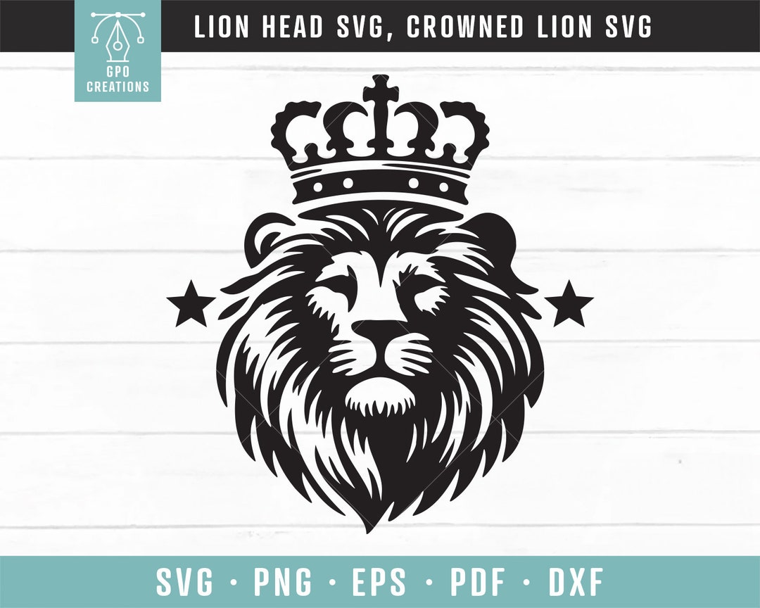Crowned Lion SVG, Lion With Crown SVG, Lion Head SVG, Lion Face Svg ...