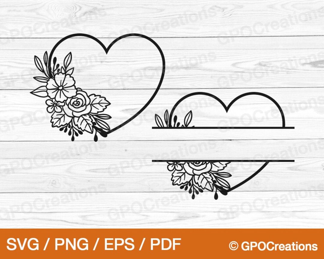 Heart Frame SVG Heart SVG Floral Heart SVG Valentine Svg - Etsy