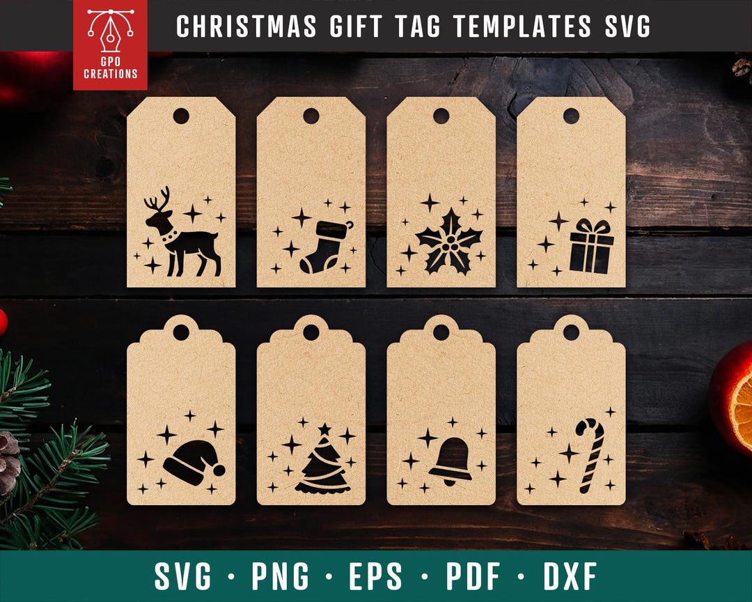 Christmas Gift Tag Templates SVG Bundle, Gift Tag SVG, Label SVG ...