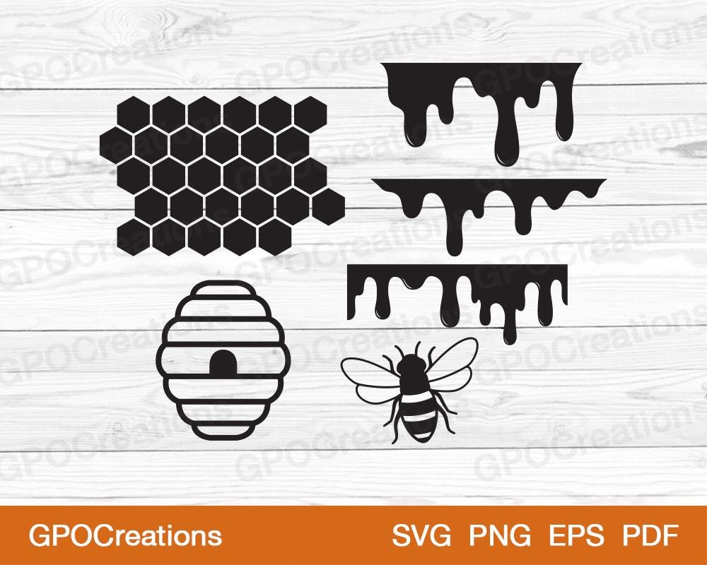Honey SVG, Honeycomb SVG, Honey Bee SVG, Honey Cut File, Honey Drips ...