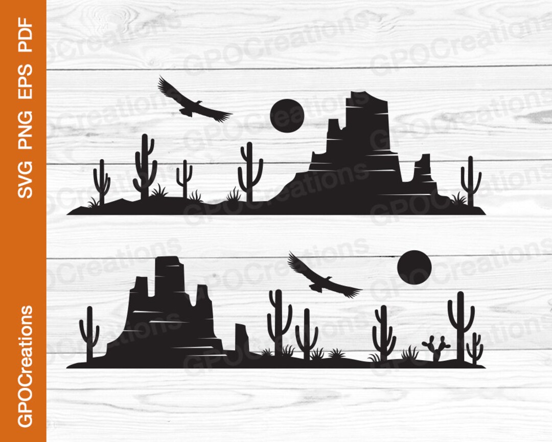Desert Scene SVG, Cactus SVG, Desert Landscape SVG, Desert Svg, Desert ...