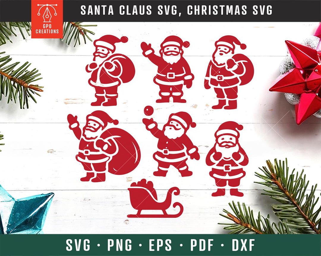 Santa SVG Bundle, Santa Claus SVG, Kids Christmas SVG, Santa Png ...