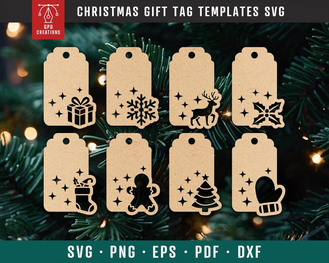 Christmas Gift Tag Templates SVG Bundle, Gift Tag SVG, Label SVG ...