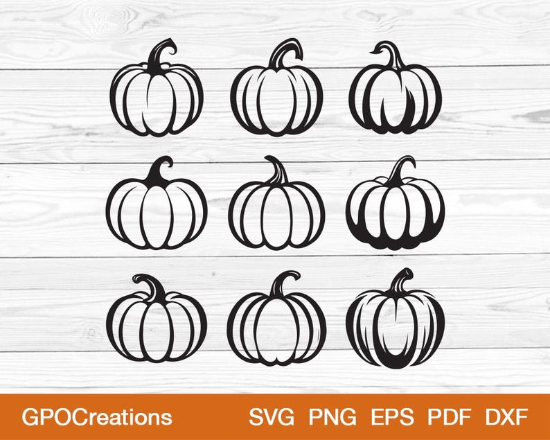 Pumpkin SVG Bundle, Pumpkin Clipart, Pumpkin Cut File, Autumn Pumpkin ...