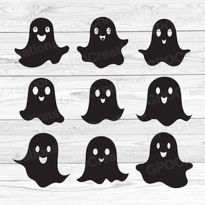 Cute Ghost SVG Bundle, Ghost SVG, Halloween Ghost SVG, Kids Halloween ...