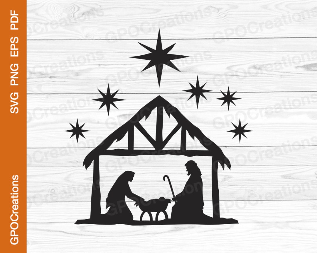 Krippe SVG, Krippe SVG, Weihnachten SVG, Heilige Nacht SVG, Krippe ...