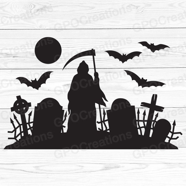 Grim Reaper Graveyard Svg - Etsy