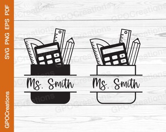 Teacher Split Monogram SVG, Teacher SVG, Back to School Svg, School Svg ...