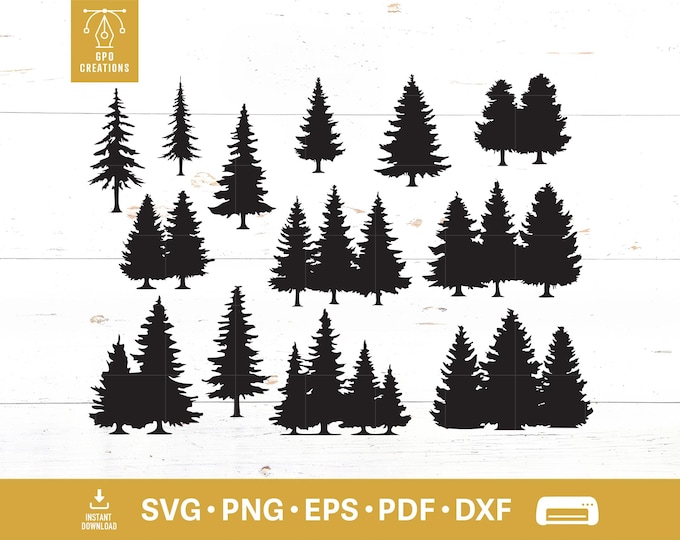 Fir Tree SVG, Pine Tree Svg, Cut File for Cricut, Tree Dxf, PNG, Jpg ...