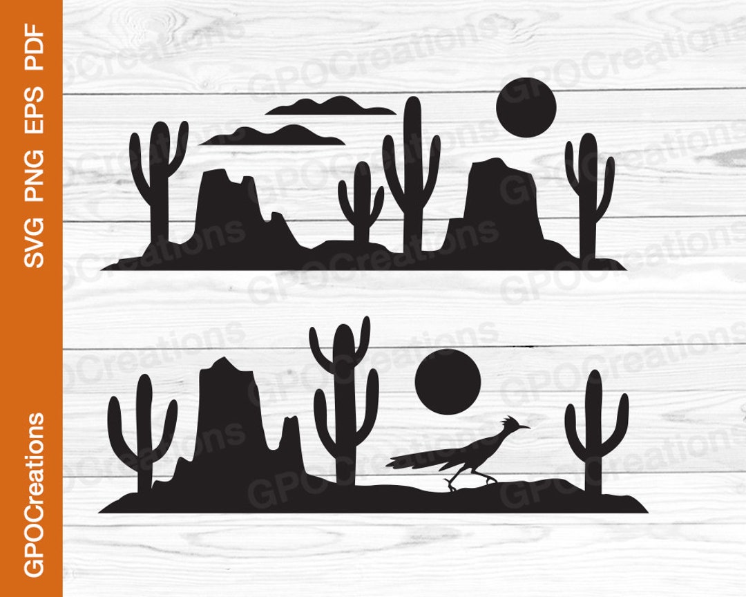 Desert Scene SVG, Desert Landscape SVG, Desert Cut File, Desert Clipart ...