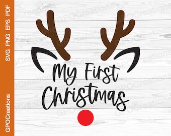 My First Christmas Svggirl Reindeer Svgbaby First Christmas - Etsy