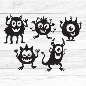 Cute Monsters SVG, Kids Halloween SVG, Cute Monsters Clipart, Halloween ...