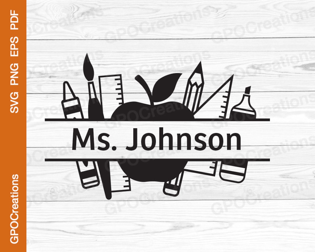 Teacher SVG, Teacher Split Monogram SVG, School Supplies SVG, Back to ...