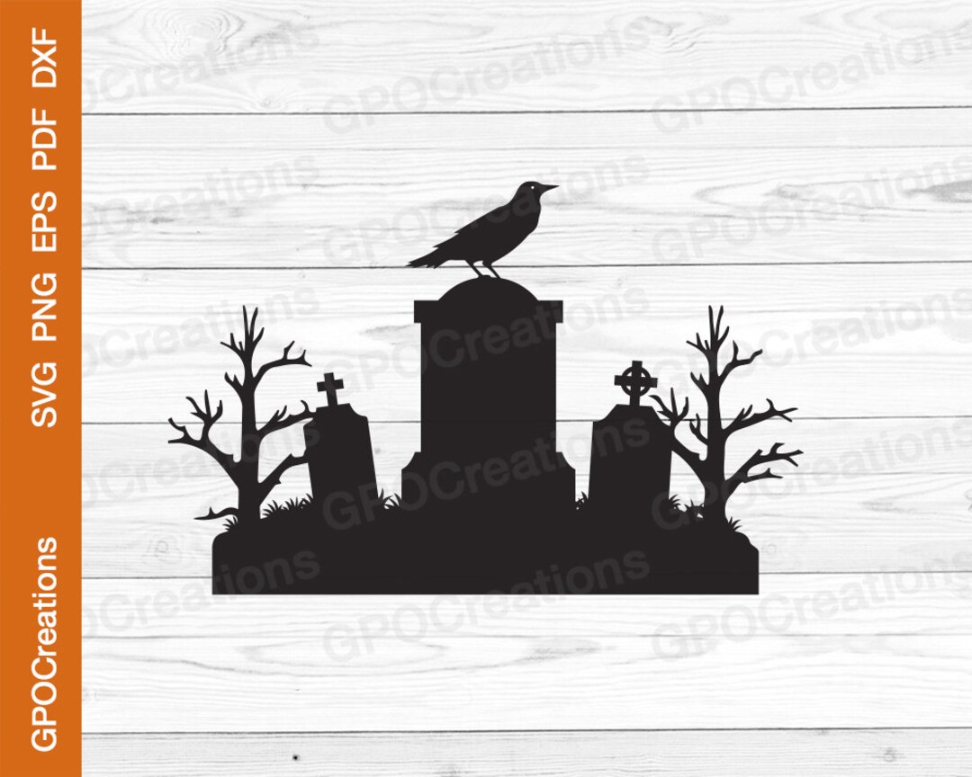 Tombstone SVG, Crow SVG, Halloween Graveyard SVG, Gravestone, Headstone ...