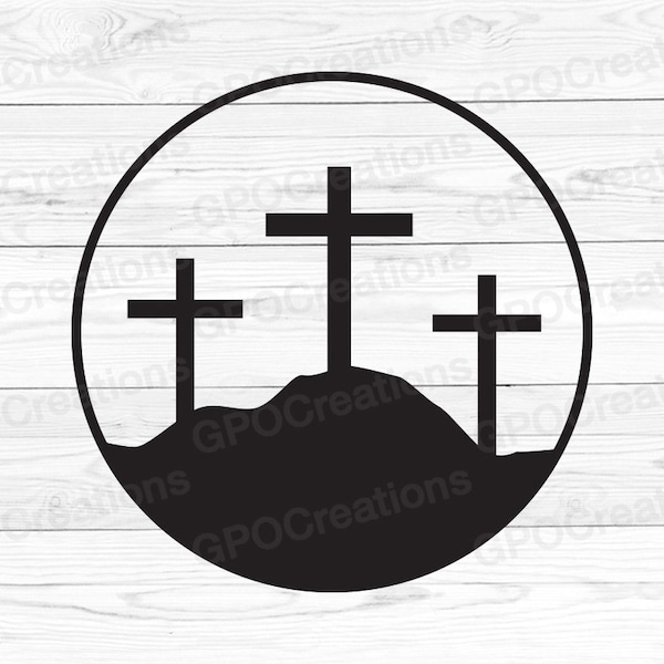 3 Crosses on a Hill Svg - Etsy