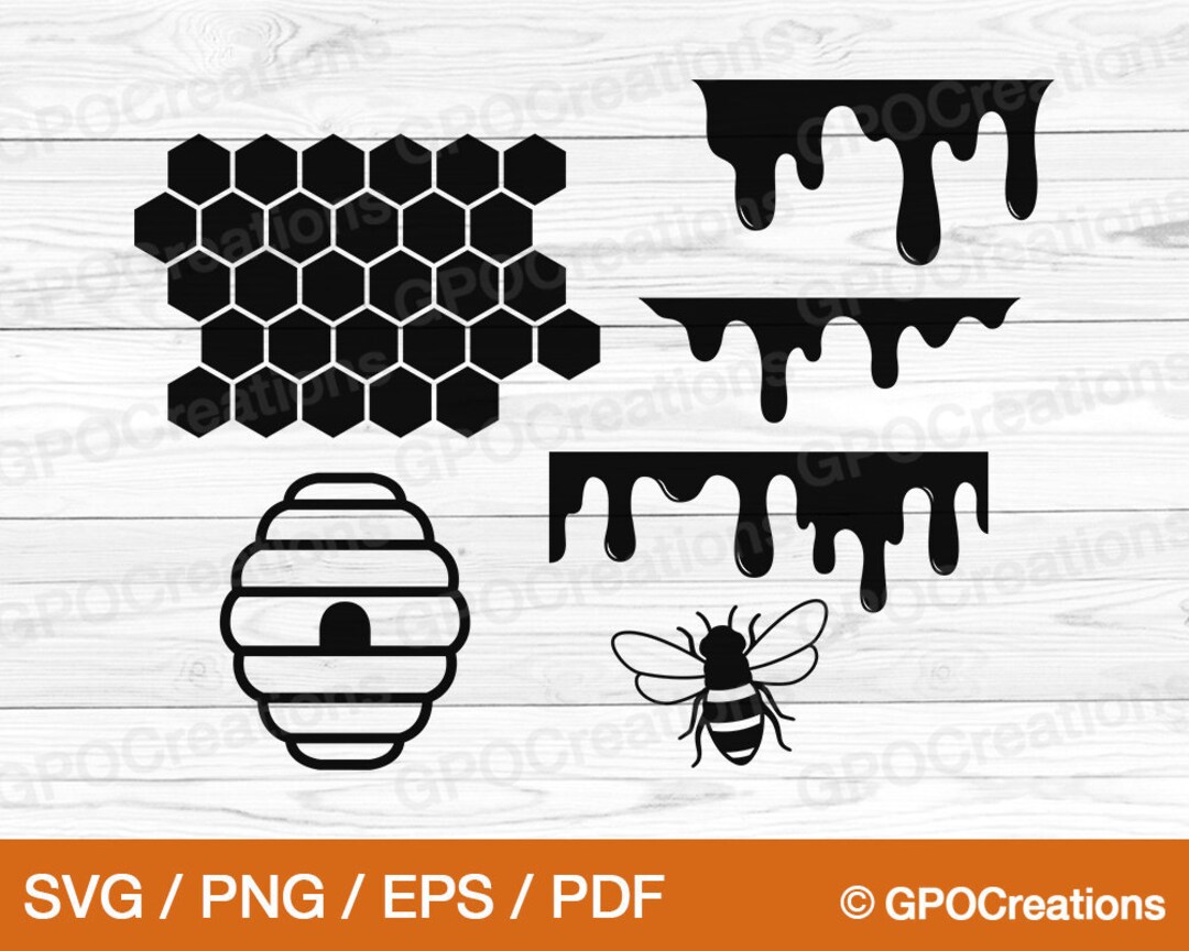 Honey SVG, Honeycomb SVG, Honey Bee SVG, Honey Cut File, Honey Drips ...