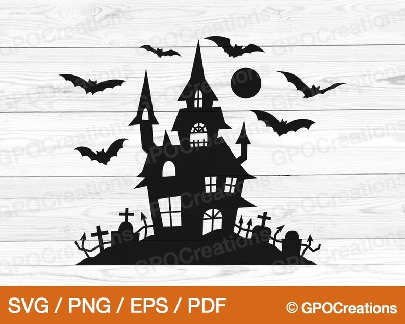 Halloween Haunted House SVG Spooky House SVG Bats SVG - Etsy