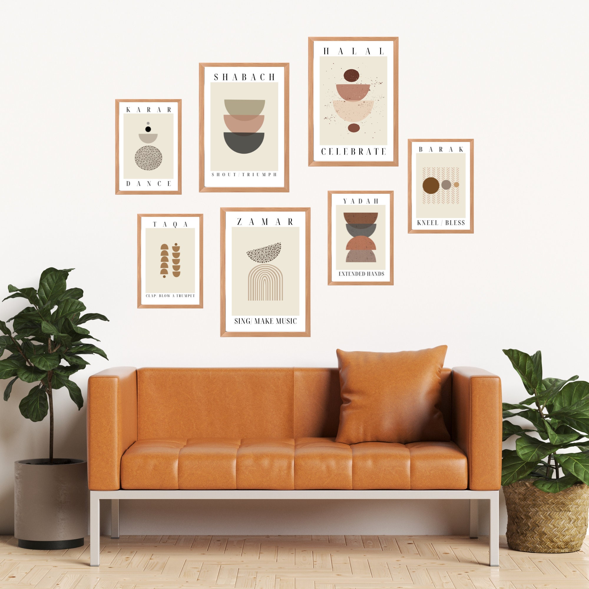 Modern Boho Christian Wall Art Bundle Hebrew Names for Praise 7 Wall ...
