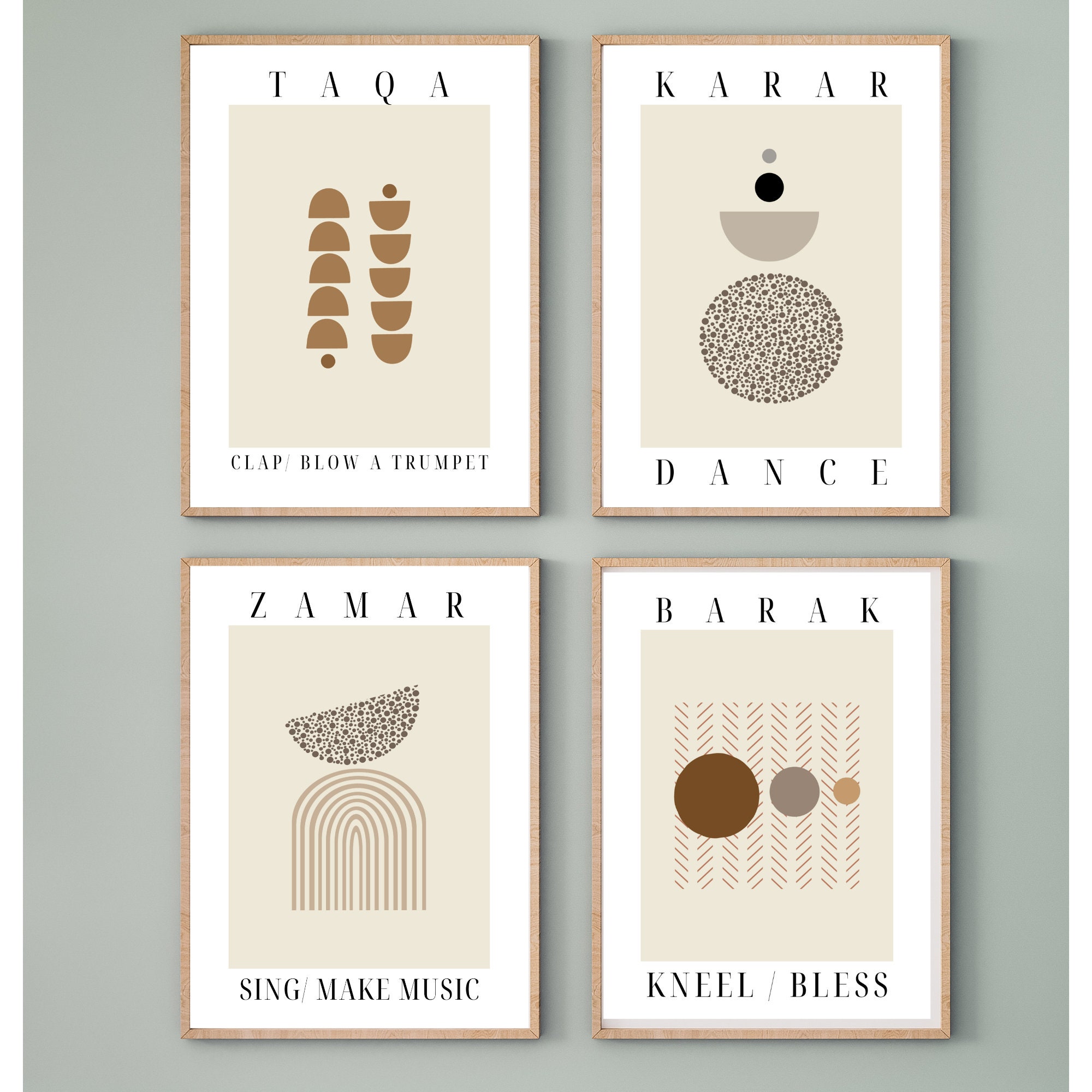 Modern Boho Christian Wall Art Bundle Hebrew Names for Praise 7 Wall ...