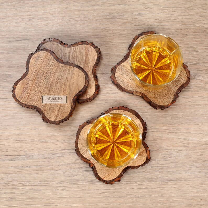 Handcrafted Mango Wood Bark Coaster Plates Assorted NZ DECORS - Etsy