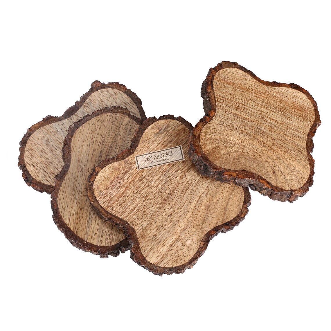 Handcrafted Mango Wood Bark Coaster Plates Assorted NZ DECORS - Etsy UK