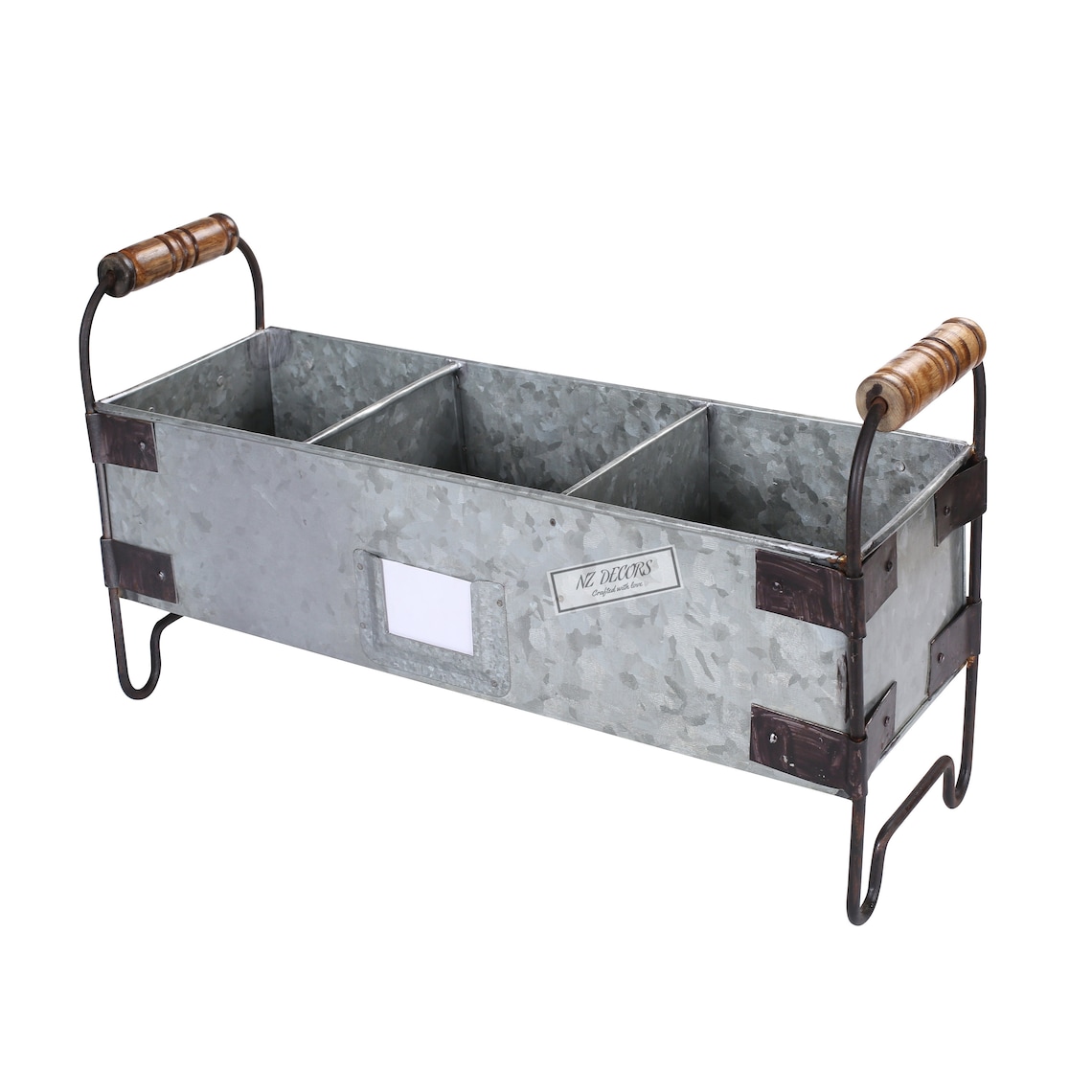Handcrafted Galvanized Farmhouse Tray With Wooden Handles, Metal Iron ...