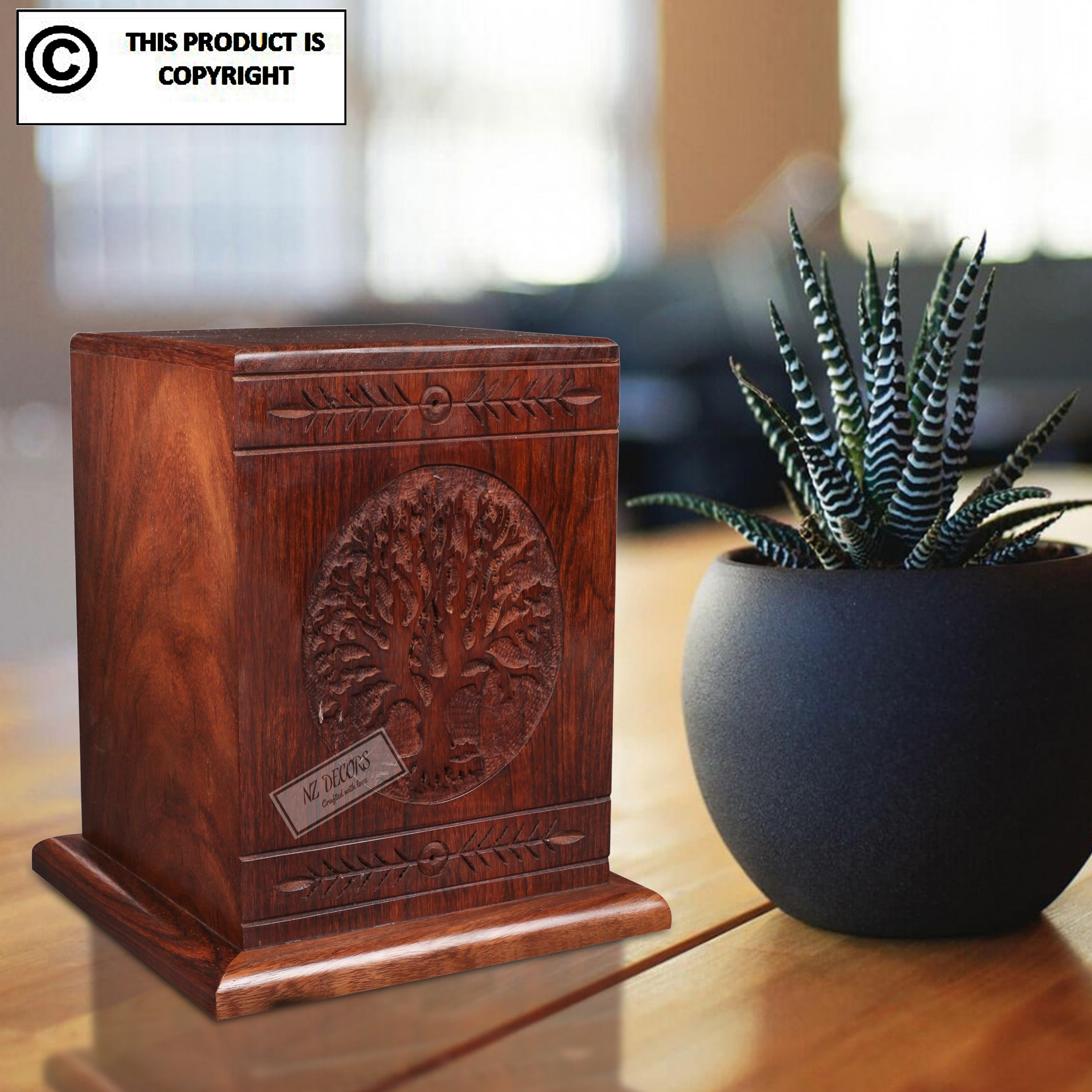 Tree of Life Wooden Box Urns for Ashes Beautiful Ashes Box Carved Human ...