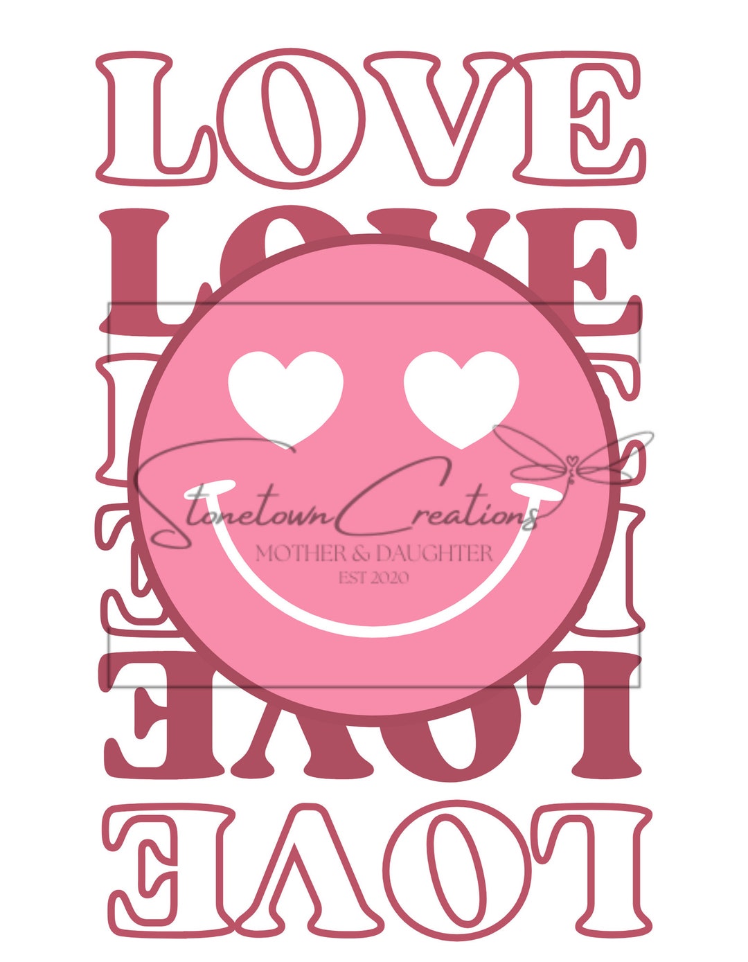 Retro Smiley Heart Eye Smiley Face Love Valentine's Day PNG SVG Digital ...