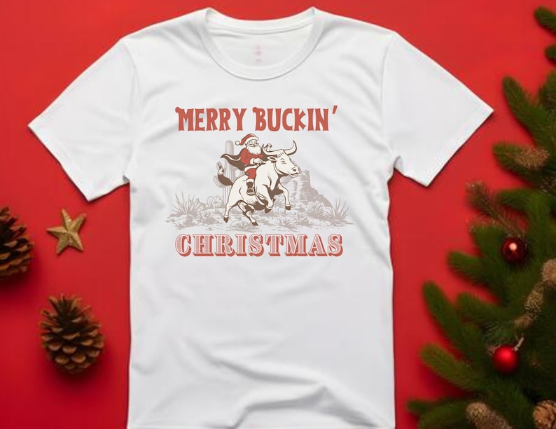 Merry Buckin Christmas Holiday Country Western Christmas Bull Riding ...