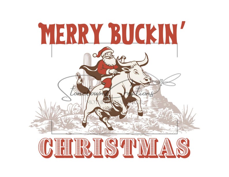 Merry Buckin Christmas Holiday Country Western Christmas Bull Riding ...