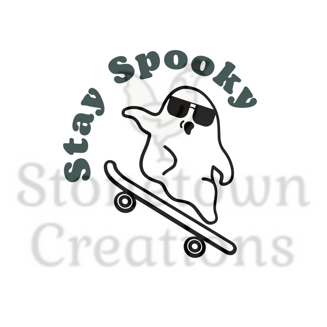 Bleib Spooky Cool Ghost Skateboarding Retro Halloween PNG digitaler ...