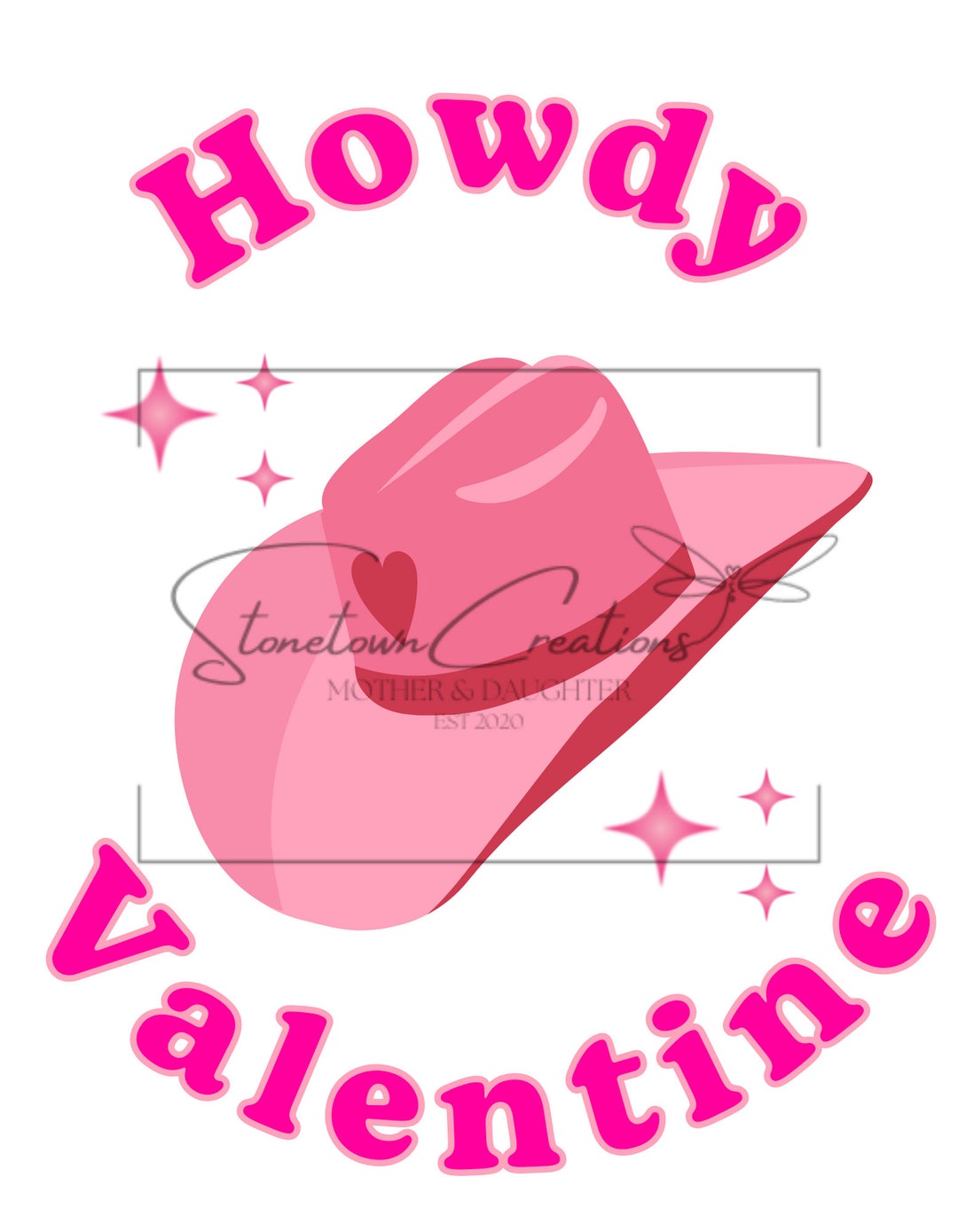 Cute Pink Cowboy Hat Heart Western Howdy Valentine Valentines Day SVG ...
