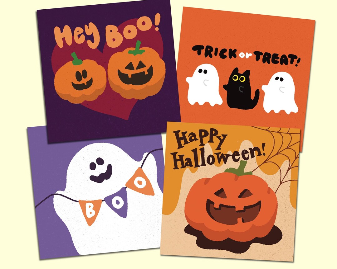 Printable Halloween Mini Cards Bundle, Halloween Gift Tag,trick or ...