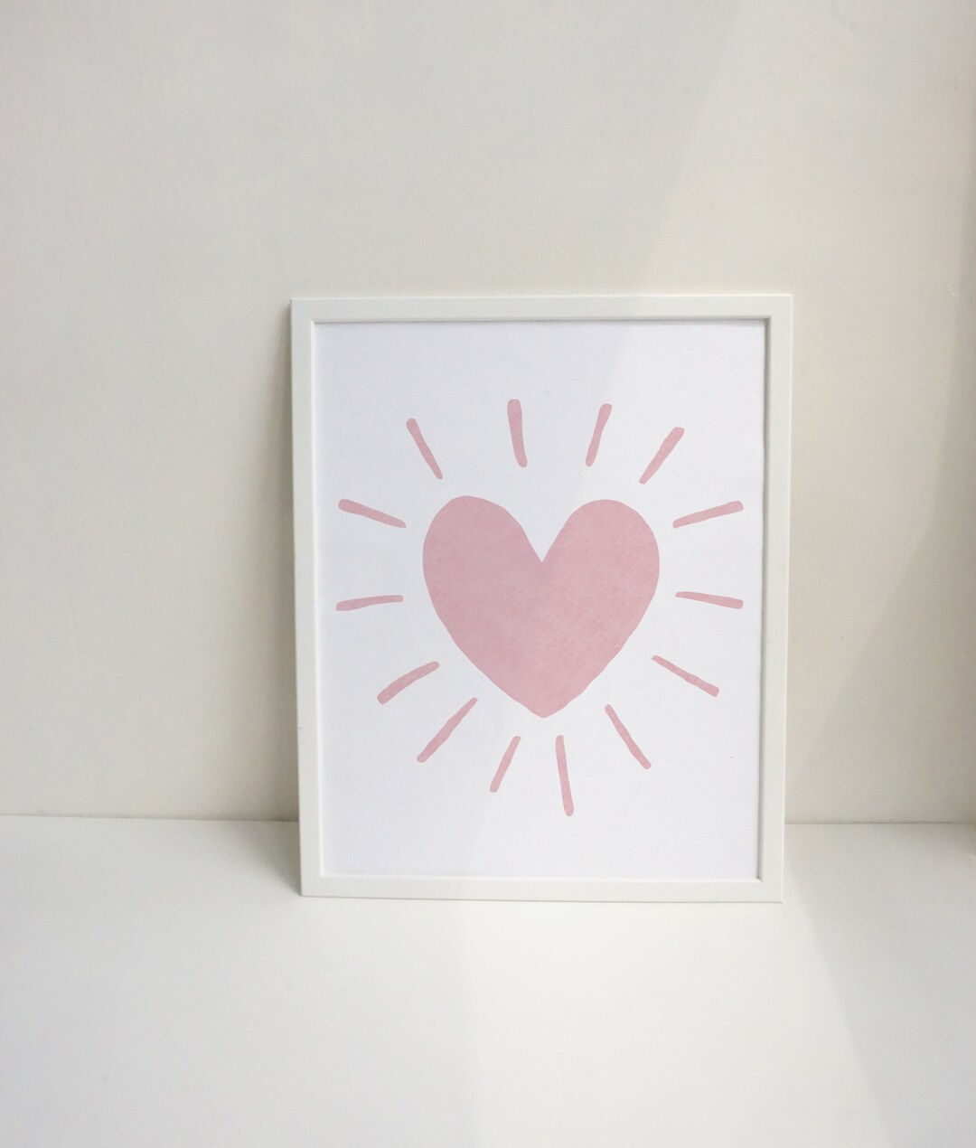 Pink Heart Sun Wall Art: Simple Heart Poster (digital Download) - Etsy