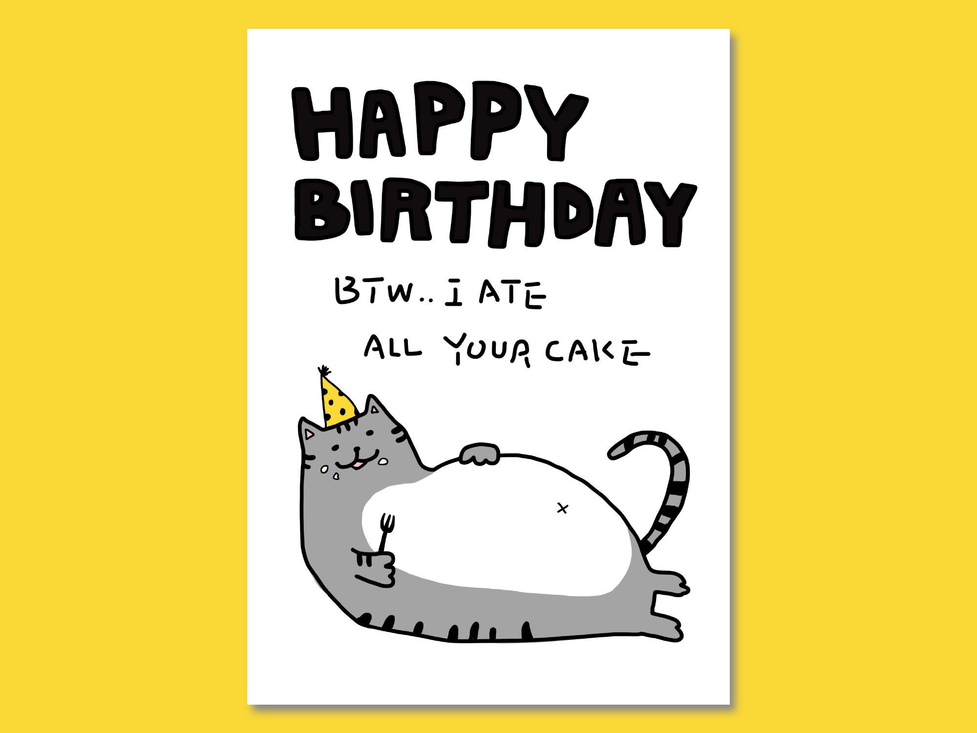 Funny Cat Birthday Card Cute Cat Card Printable Birthday Etsy Funny Cat Birthday Card Cute Cat Card Printable Birthday Etsy