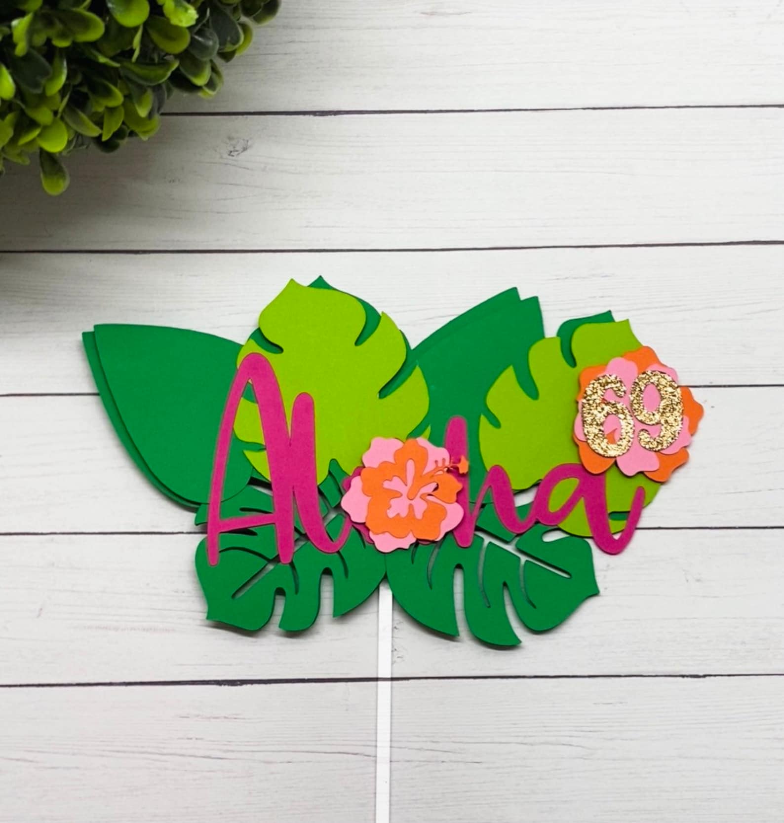 Aloha Cake Topper Tropical Birthday Cake Topper Luau Cake Topper Etsy