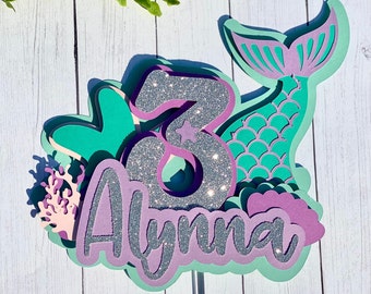 Mermaid Cake Topper Printable Seashell 1st Birthday Party Cake Banner ...