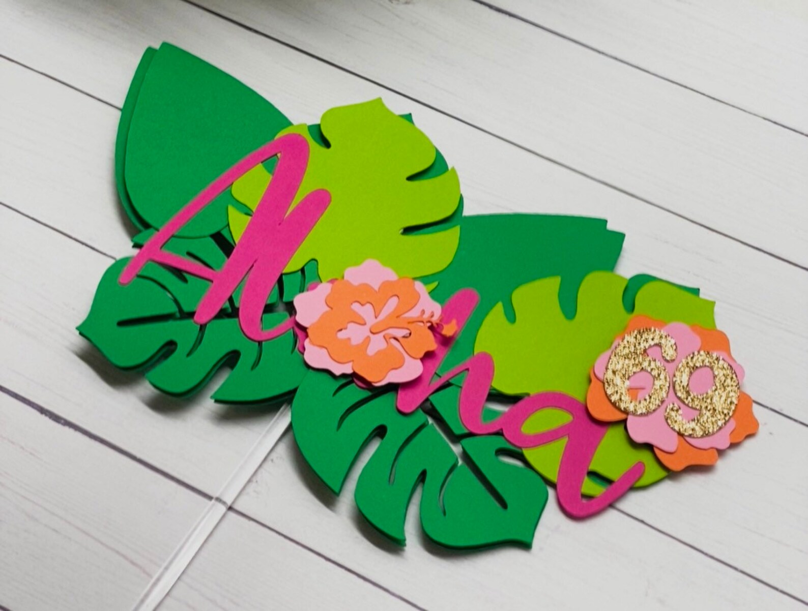 Aloha Cake Topper Tropical Birthday Cake Topper Luau Cake Topper Etsy
