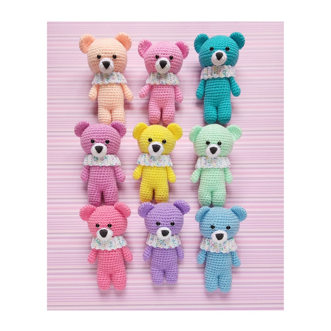 Mini Plush Colorful Bears, Tiny Crochet Bear Toys, Newborn Photo Prop ...