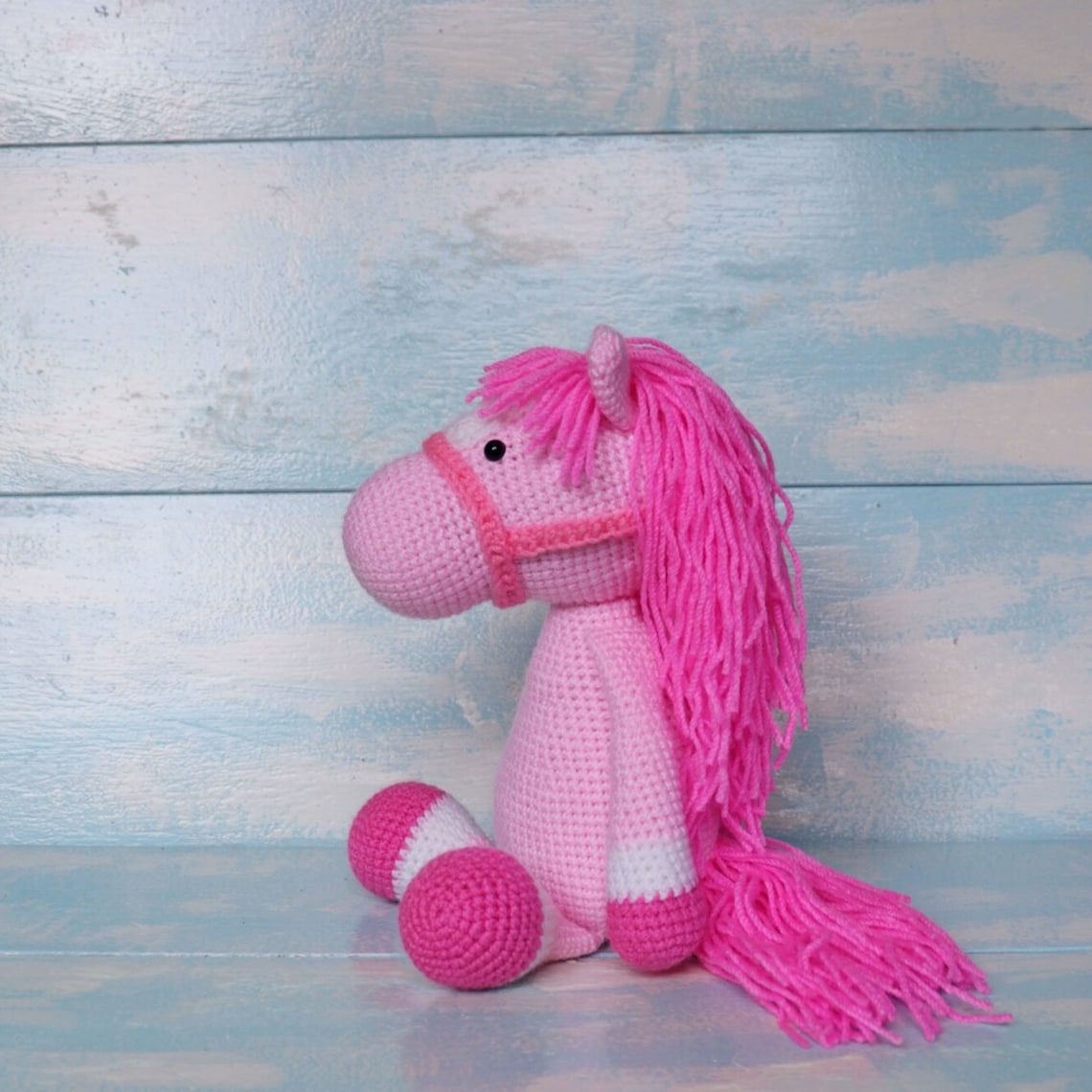 Pink plush pony soft toy for girl pink horse stuffed pink | Etsy