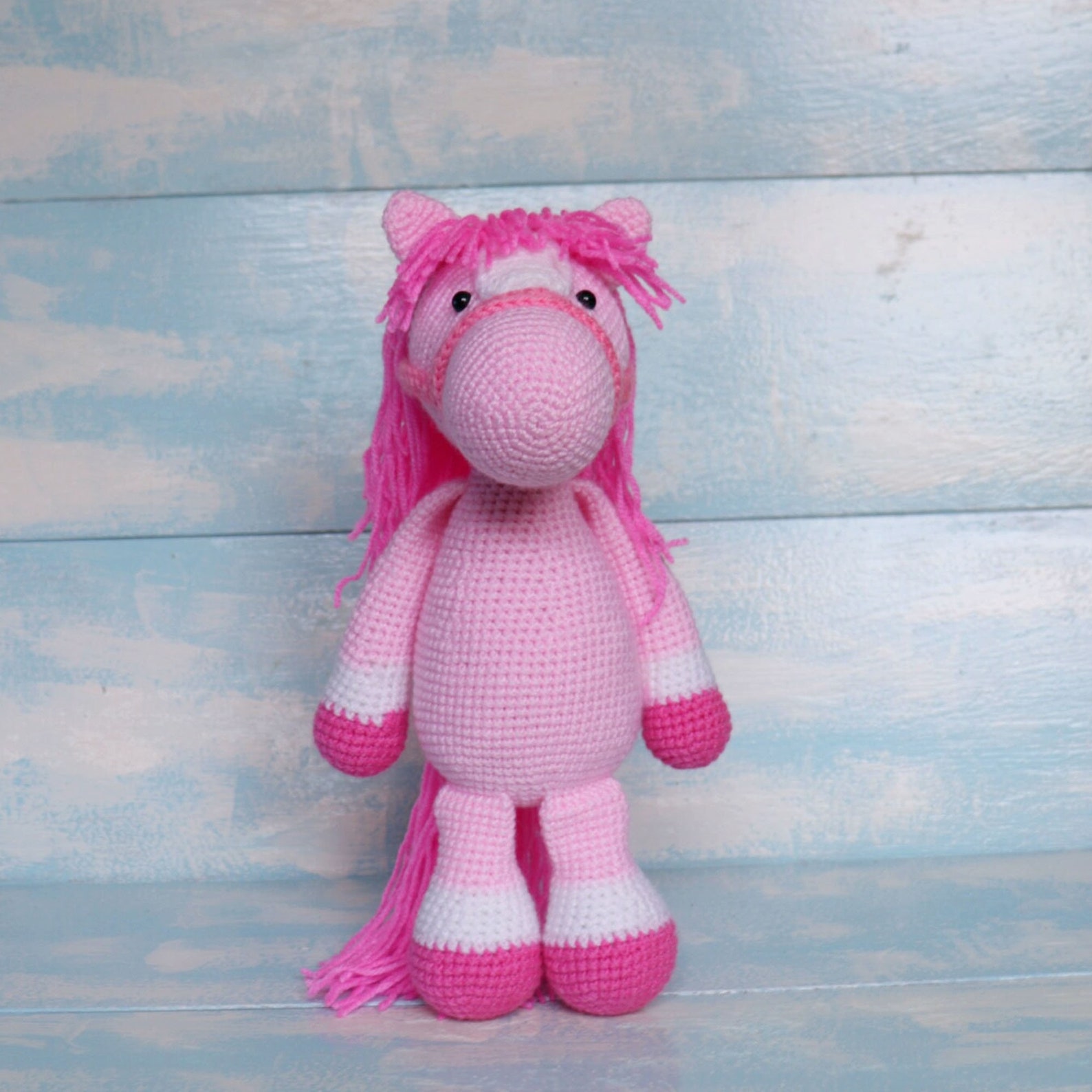 Pink plush pony soft toy for girl pink horse stuffed pink | Etsy