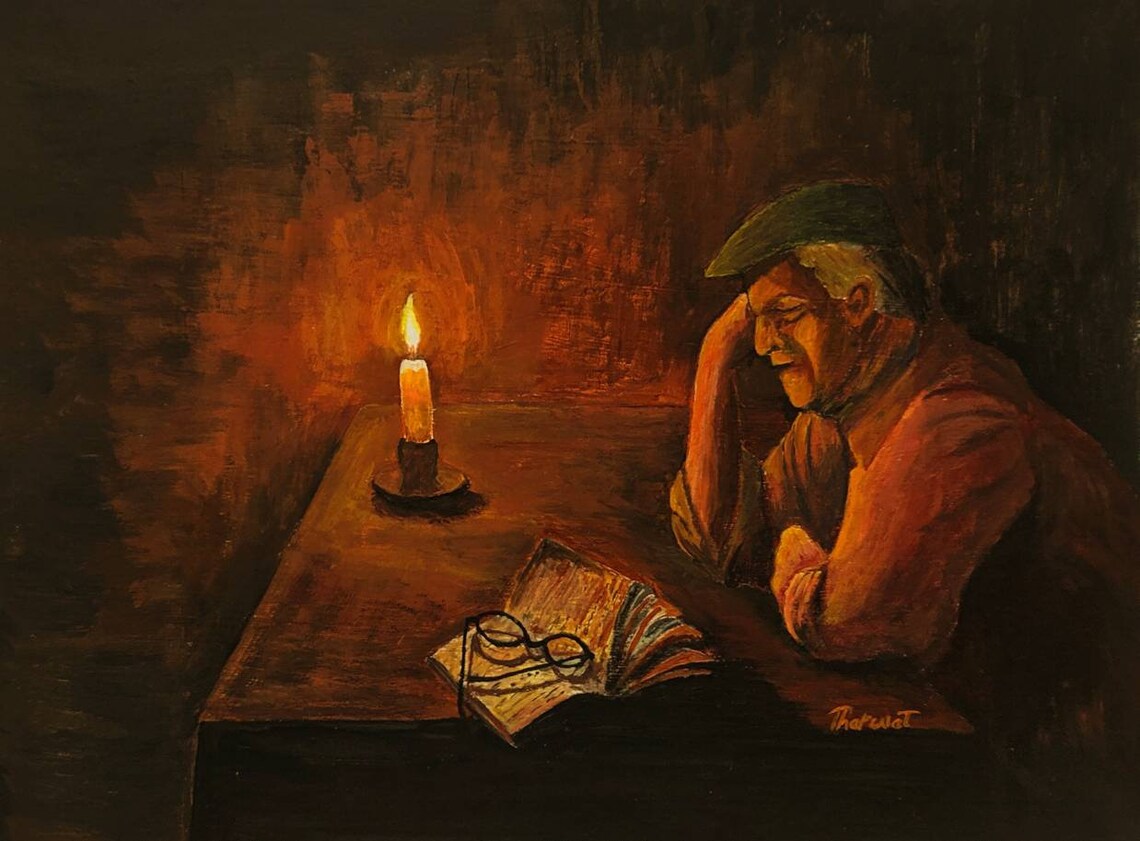 Original Acrylic painting The Old Man | Etsy