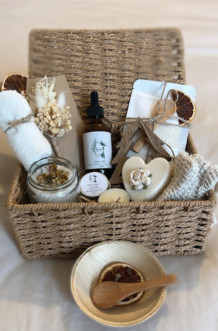 Wellness Hamper Wicker Gift Box Pamper Kit Spa Relaxation Care Get Well ...