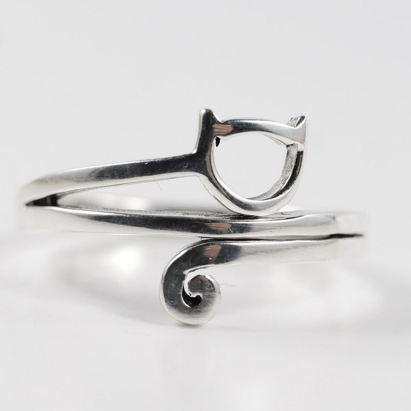 Sterling Silver Cat Ring - Etsy