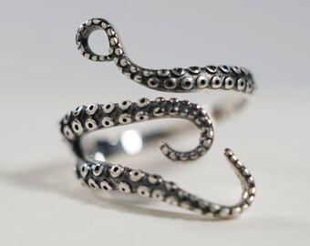 Octopus Ring in Sterling Silver - Etsy