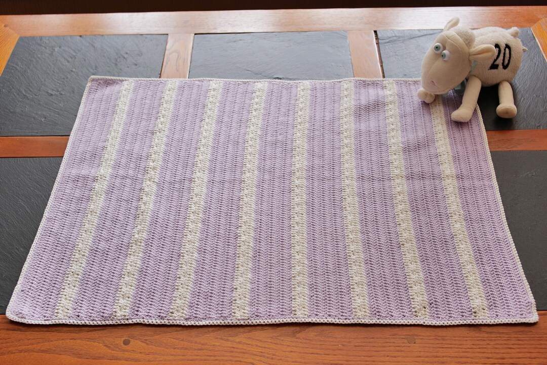 Handmade Crochet 100% Cotton Bobble Lines Baby Blanket Reversible ...